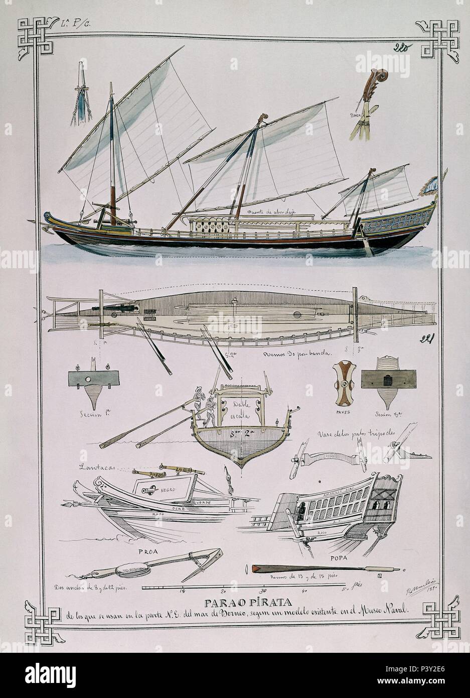 PARAO PIRATA DEL MAR DE BORNEO. Author: Rafael Monleón (1853-1900 ...