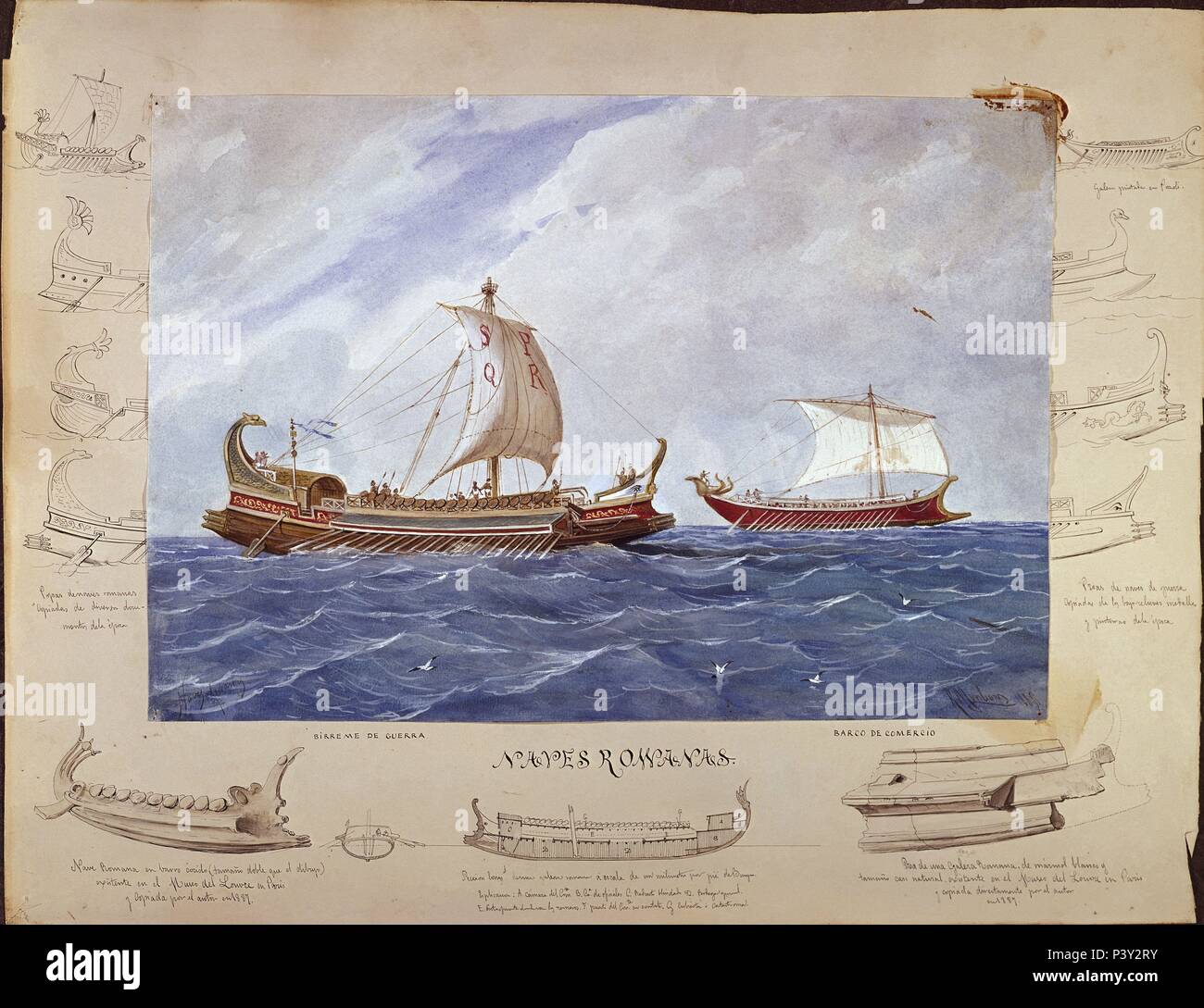 CONSTRUCCIONES NAVALES BAJO SU ASPECTO ARTISTICO.BIRREME GUERRA Y BARCO ...