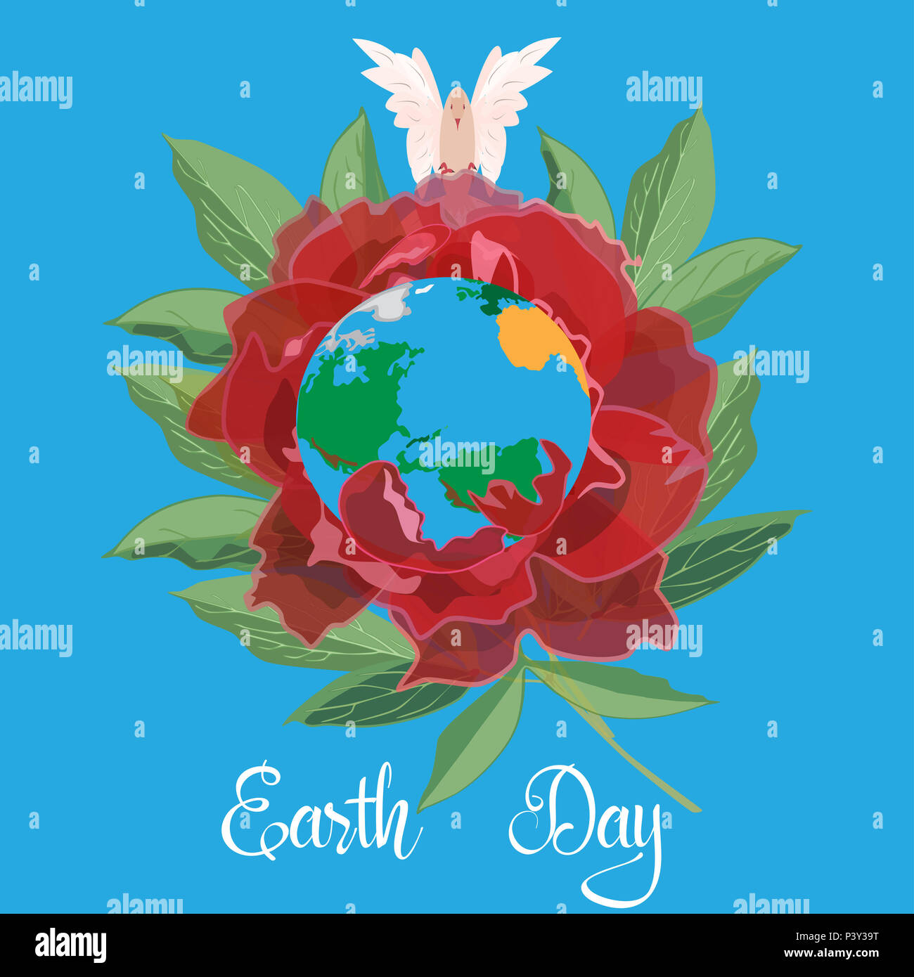 Planet Earth in Peony Flower. Blossoming Planet Concept. Happy Earth ...