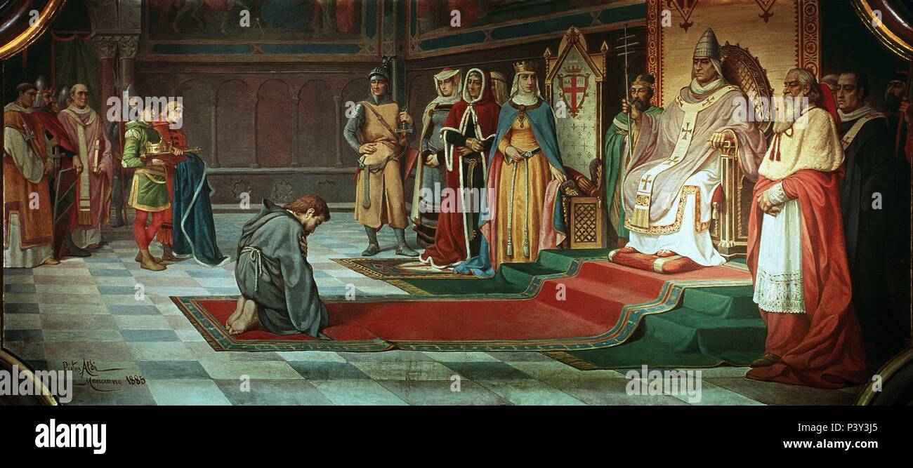 Henri IV (1050-1106) empereur germanique devant le pape Grégoire VII ...