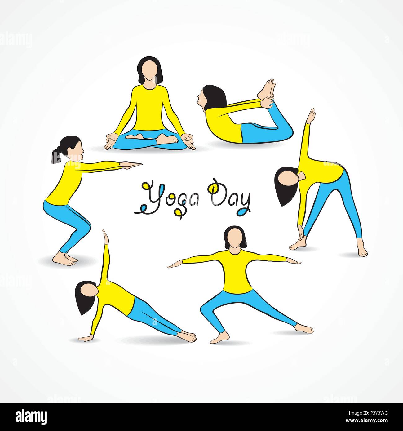 illustration of woman doing YOGASAN for International Yoga Day on 21st ...