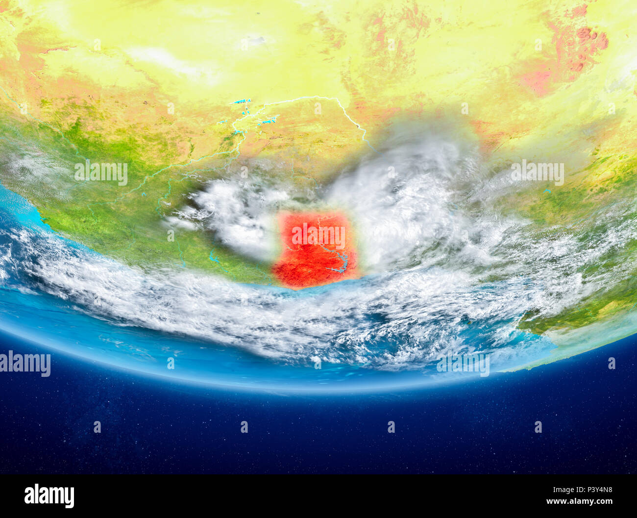 Highlighted satellite image of ghana hi-res stock photography and ...