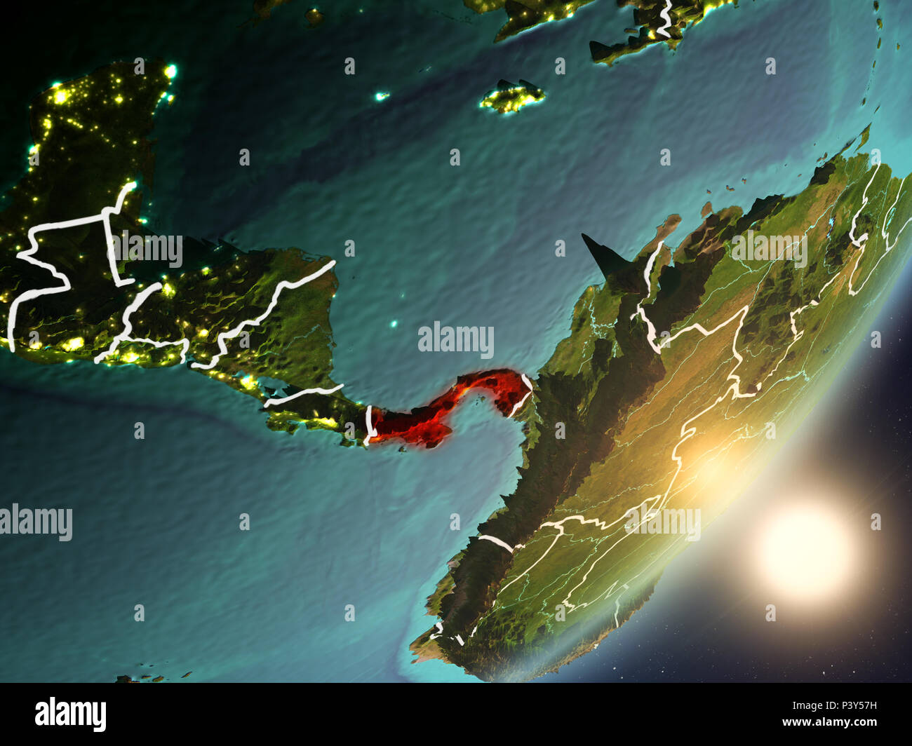 Panama from space with highly detailed surface textures and visible ...