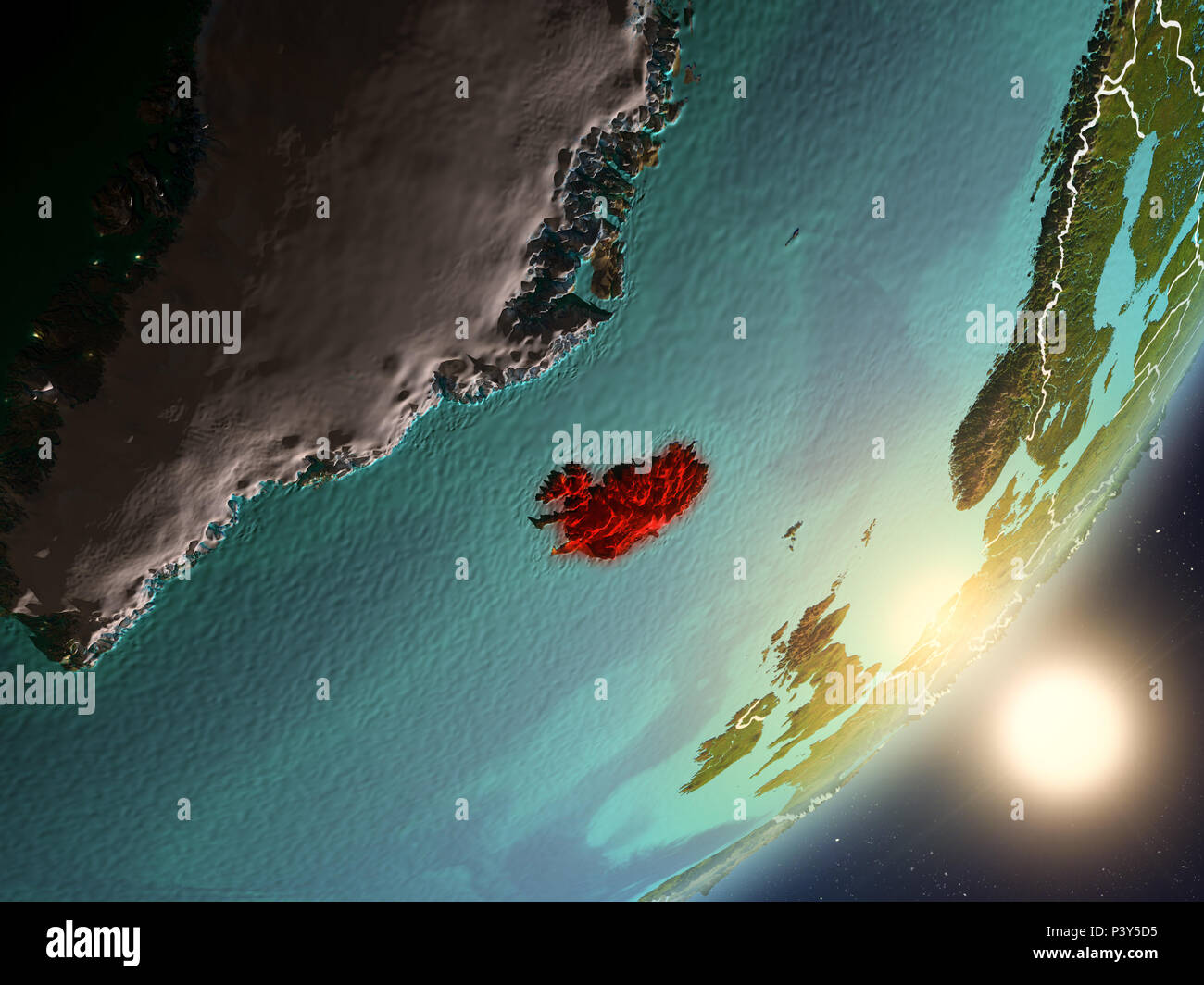 Iceland from space with highly detailed surface textures and visible ...
