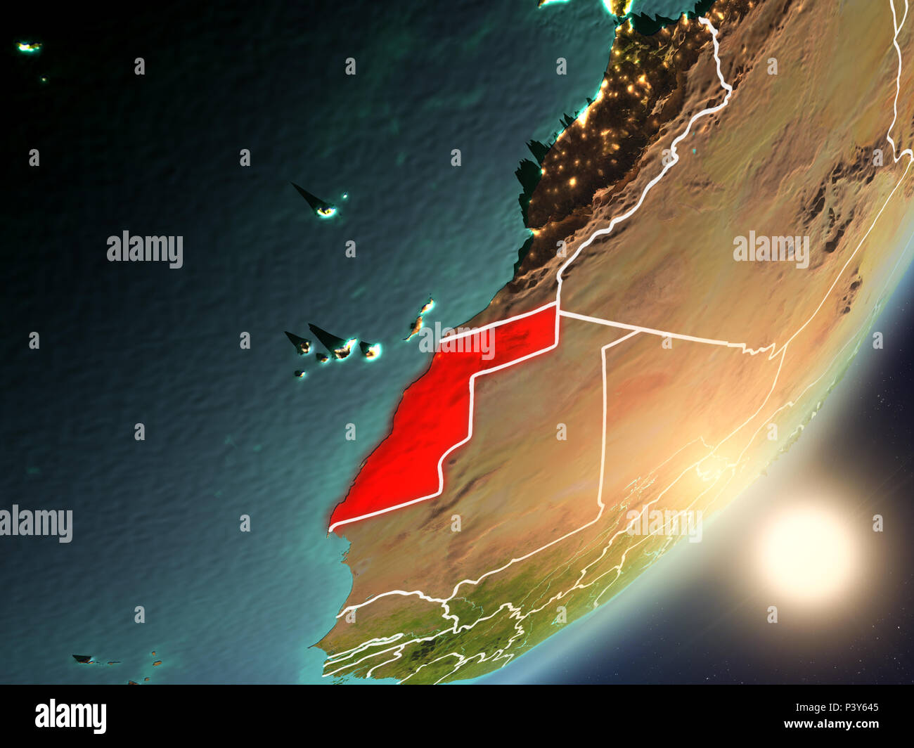 Western Sahara from space with highly detailed surface textures and ...