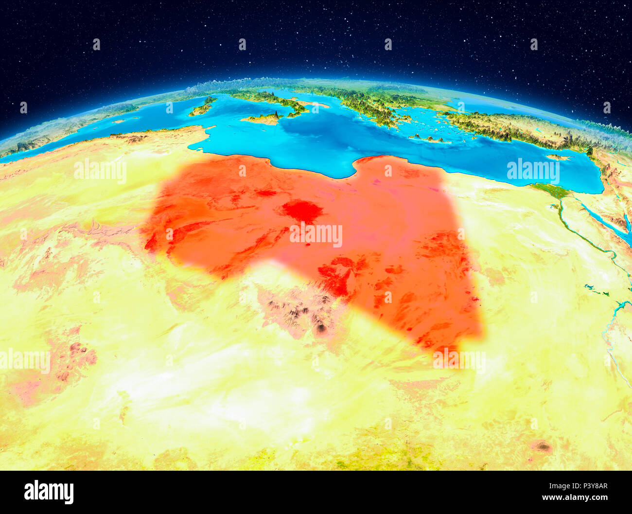 Highlighted satellite image of libya hi-res stock photography and ...