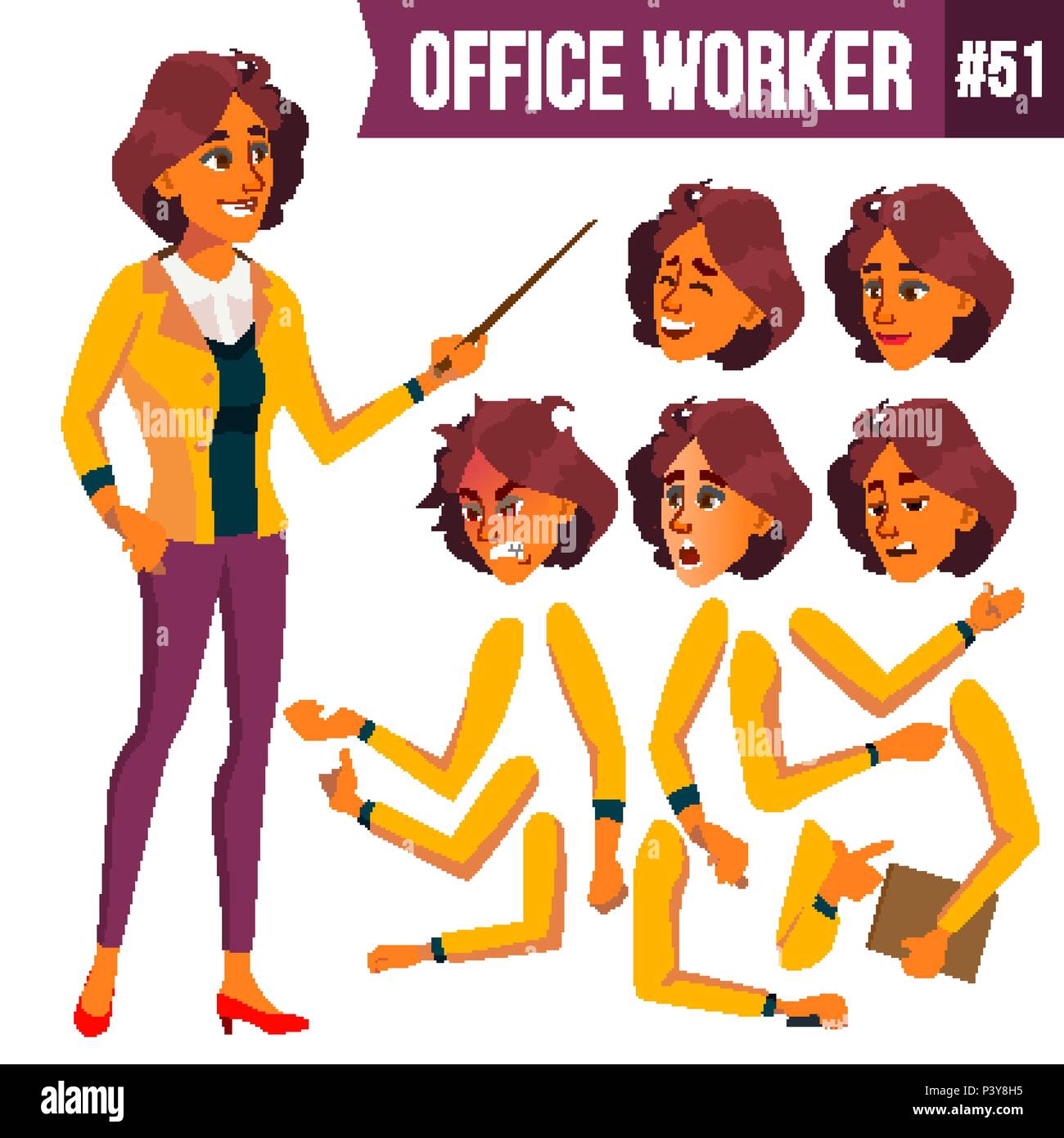Office Worker Vector. Woman. Successful Officer, Clerk, Servant ...