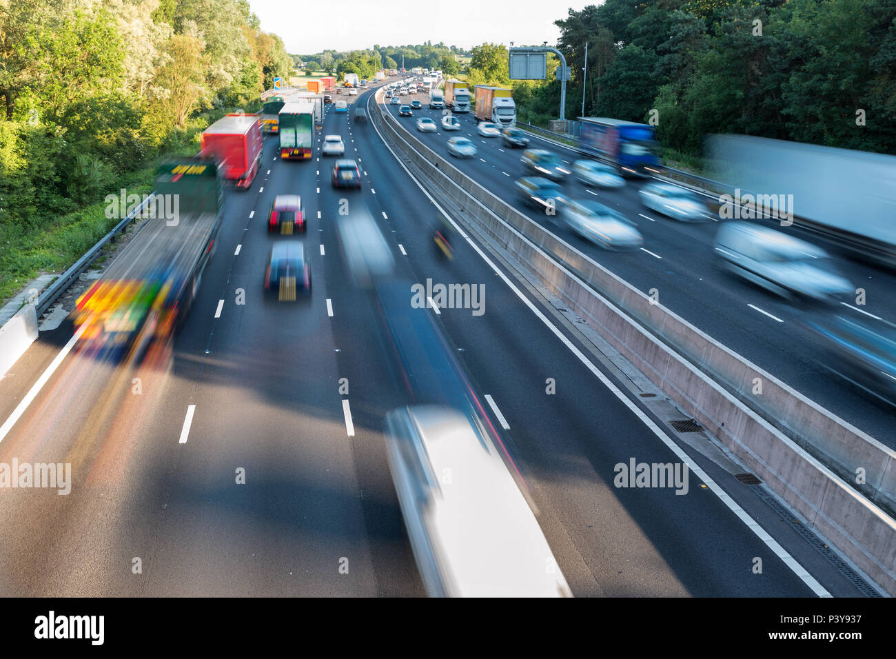 Heavy urban traffic on a busy main road in British town city Stock ...