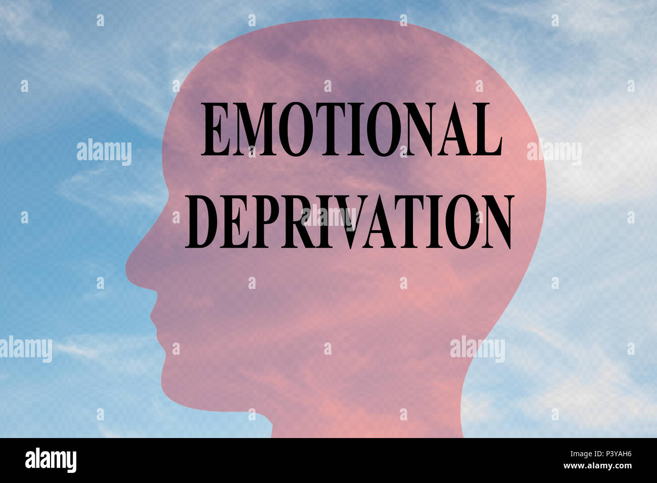 Render illustration of EMOTIONAL DEPRIVATION title on head silhouette ...