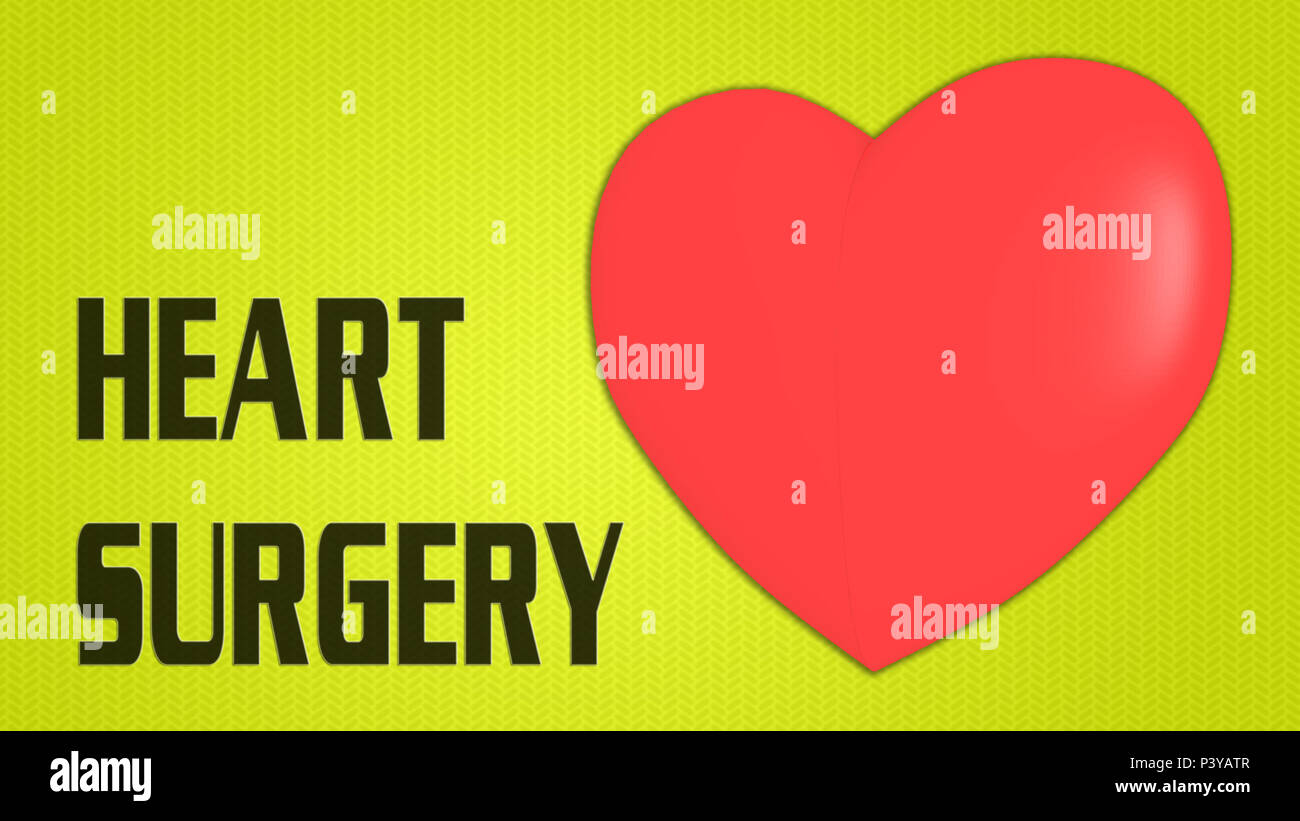3D illustration of HEART SURGERY title with a heart, isolated on green ...