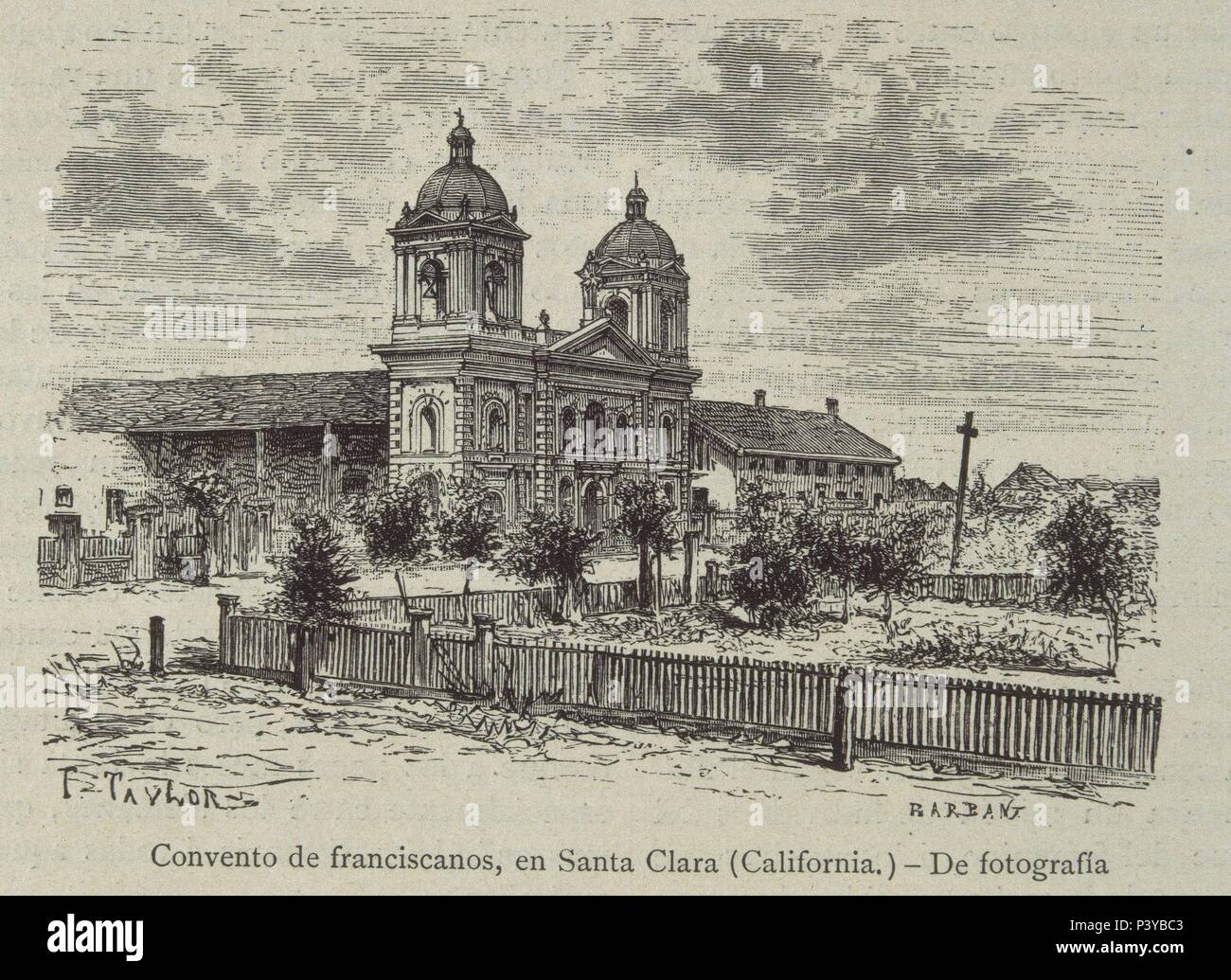 GRABADO-CONVENTO DE FRANCISCANOS EN STA CLARA(CALIFORNIA Stock Photo ...