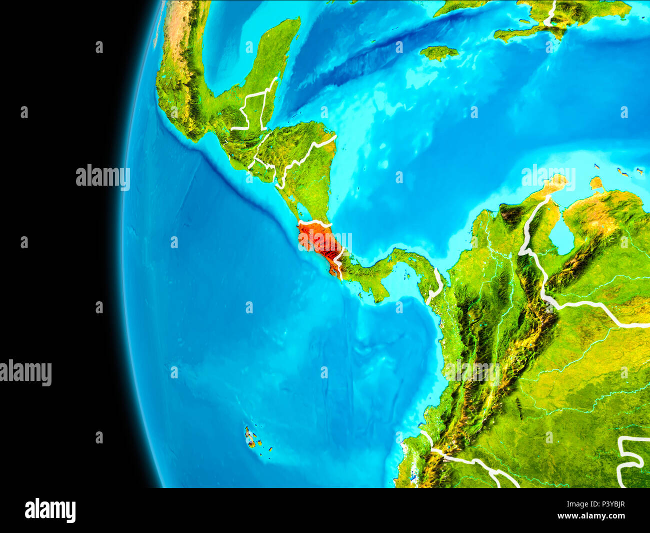 Costa Rica as seen from Earth’s orbit on planet Earth highlighted in ...