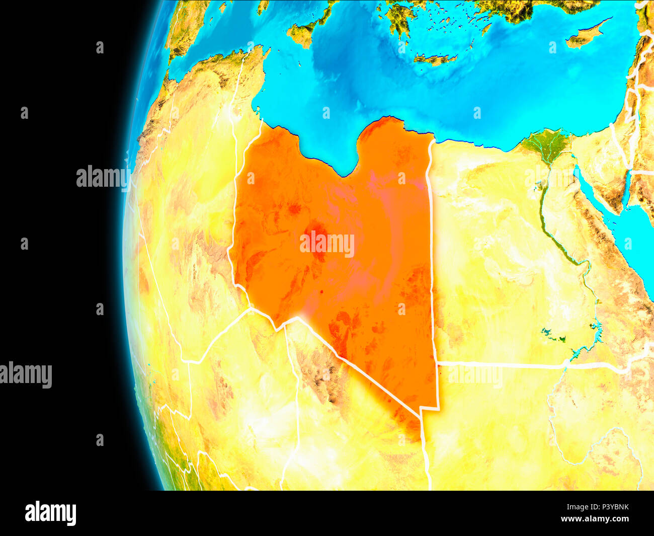 Highlighted satellite image of libya hi-res stock photography and ...