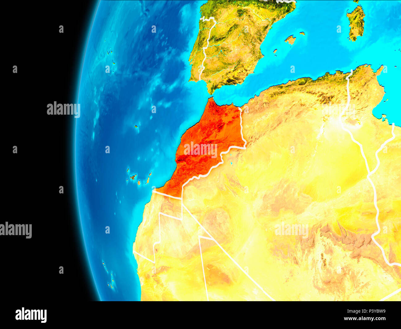 Highlighted satellite image of morocco hi-res stock photography and ...