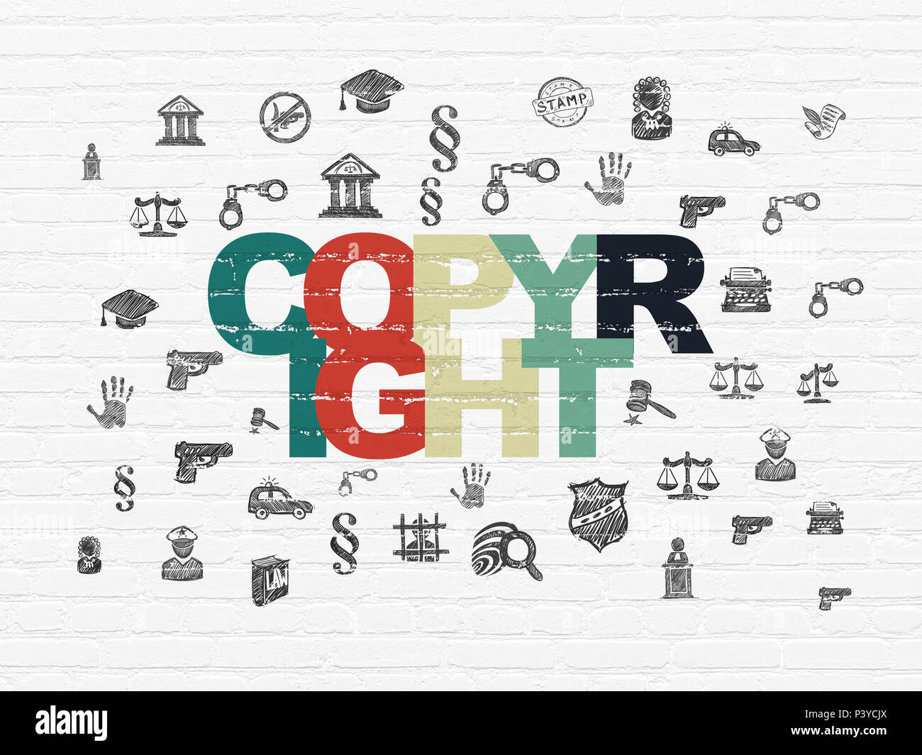 Law concept: Copyright on wall background Stock Photo - Alamy