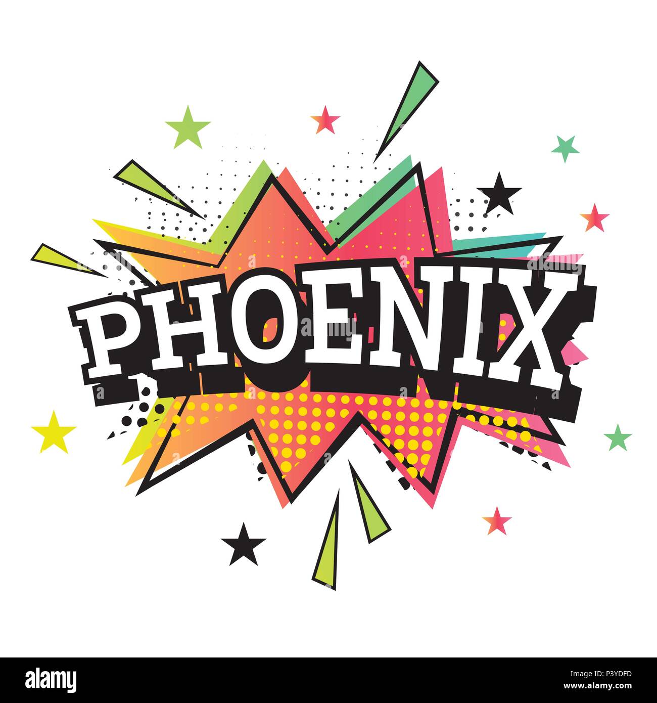 Phoenix Comic Text in Pop Art Style. Vector Illustration Stock Vector ...