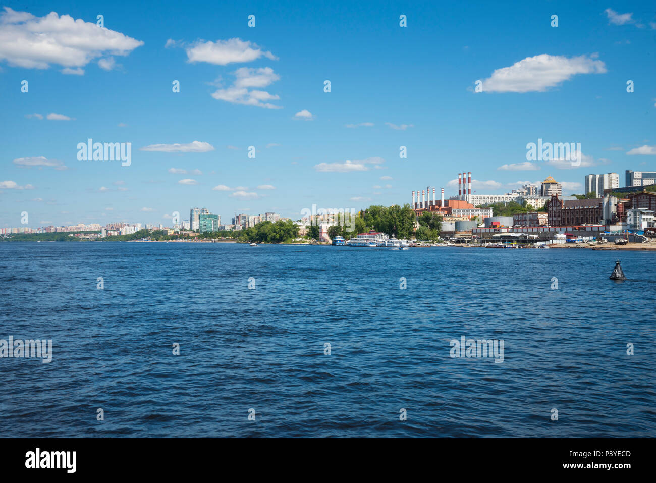 Volga river embankment in Samara, Russia. Panoramic view of the city ...