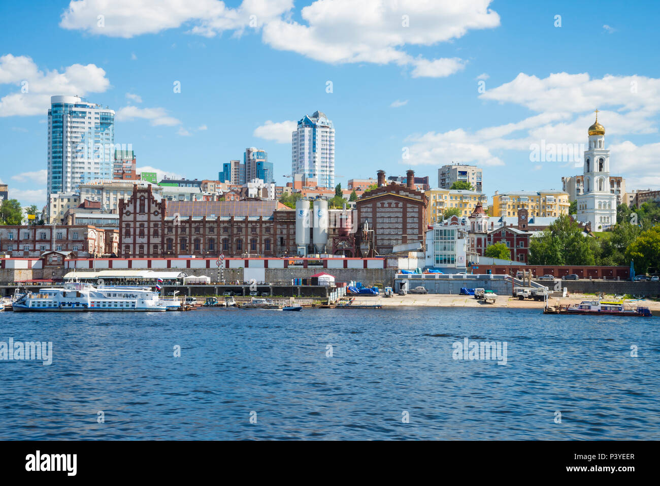 Volga river embankment in Samara, Russia. Panoramic view of the city ...