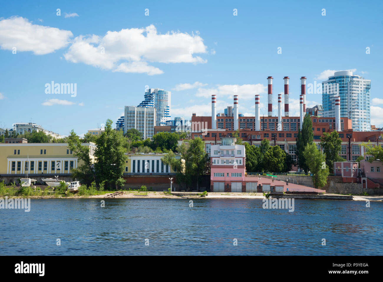 Volga river embankment in Samara, Russia. Panoramic view of the city ...