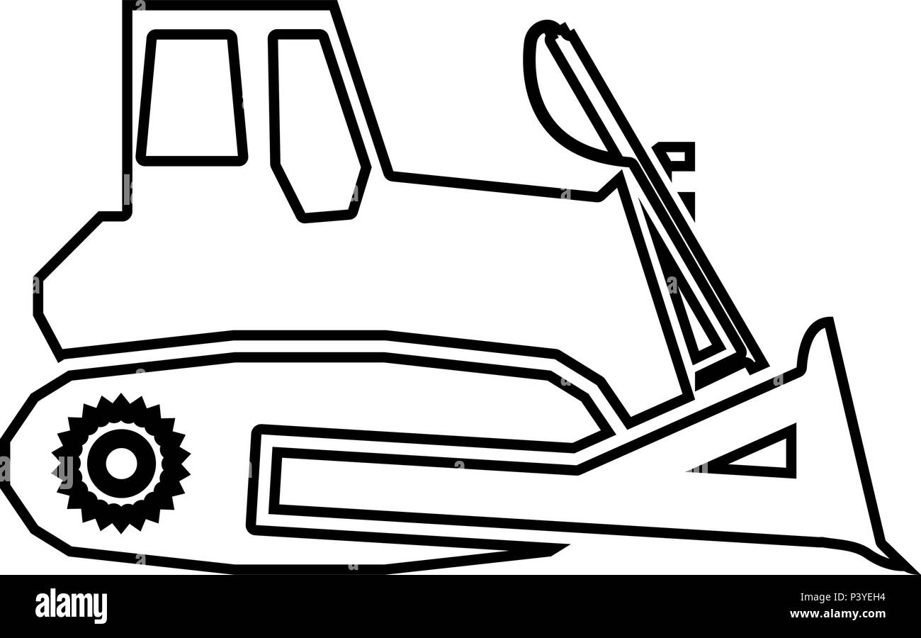 Bulldozer icon black color vector I flat style simple image Stock ...