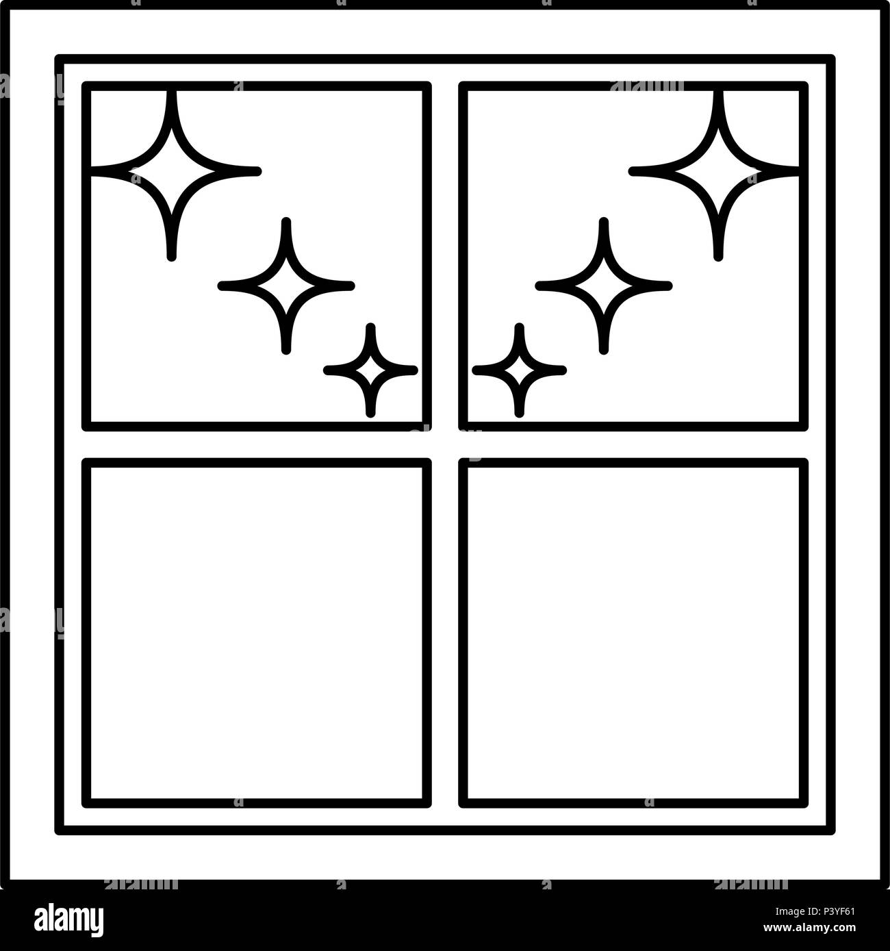 Window overlooking the night stars icon black color vector I flat style ...