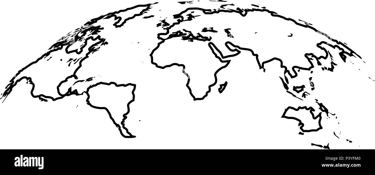 Map of world 3d effect surface icon black color vector I flat style ...