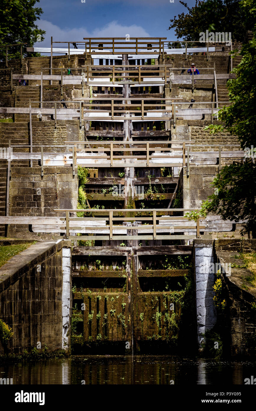 Bingley Five-Rise Locks is a staircase lock on the Leeds and Liverpool ...