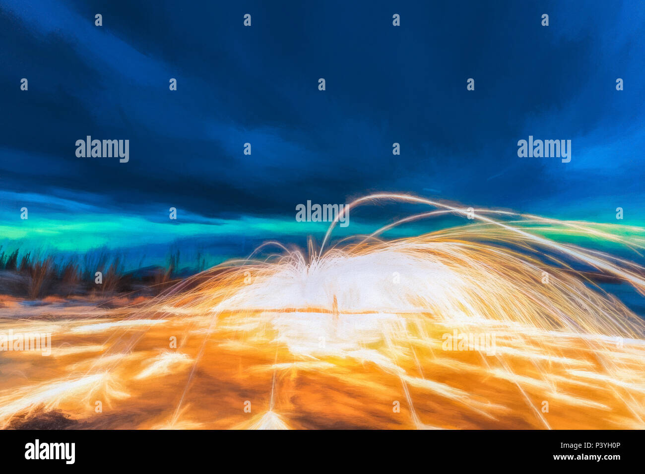 Painting of northern lights hi-res stock photography and images - Alamy