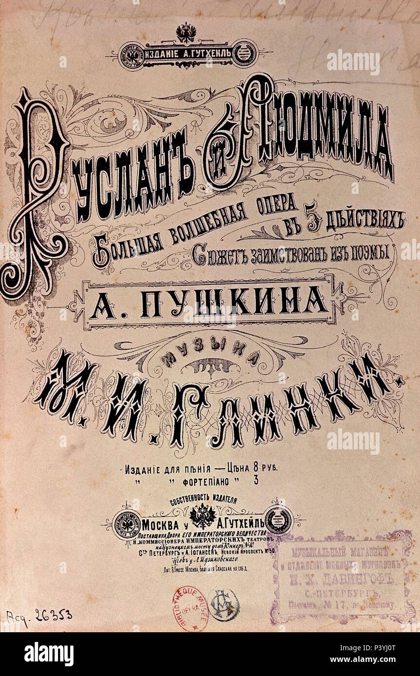 PORTADA DE 'RUSSLAN Y LUDMILA' - SIGLO XIX. Author: Alexander Pushkin (1799-1837). Location ...