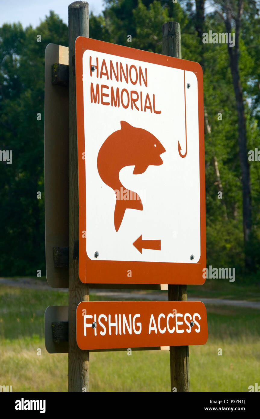 Entrance sign, Hannon Memorial Fishing Access Site, Montana Stock Photo ...
