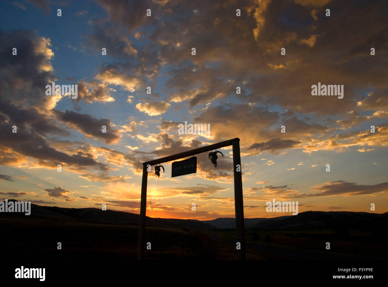 Sunrise ranch gate, Powell County, Montana Stock Photo - Alamy
