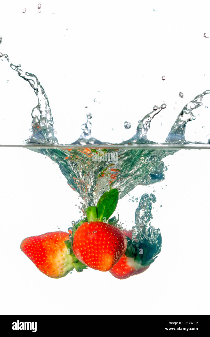 Fresh Strawberry Splash in Water Stock Photo - Alamy