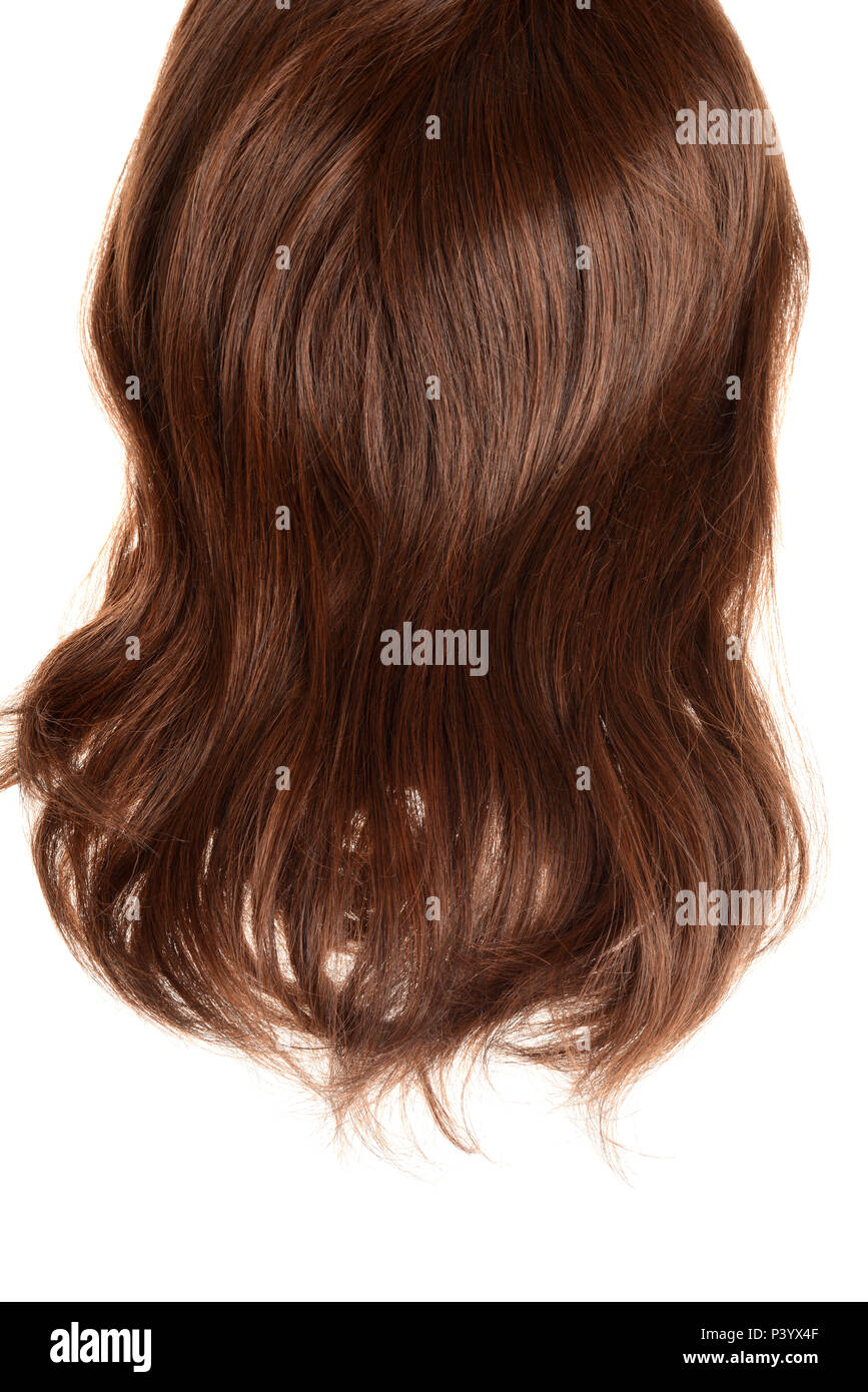 back of brunette hair wig isolated Stock Photo - Alamy