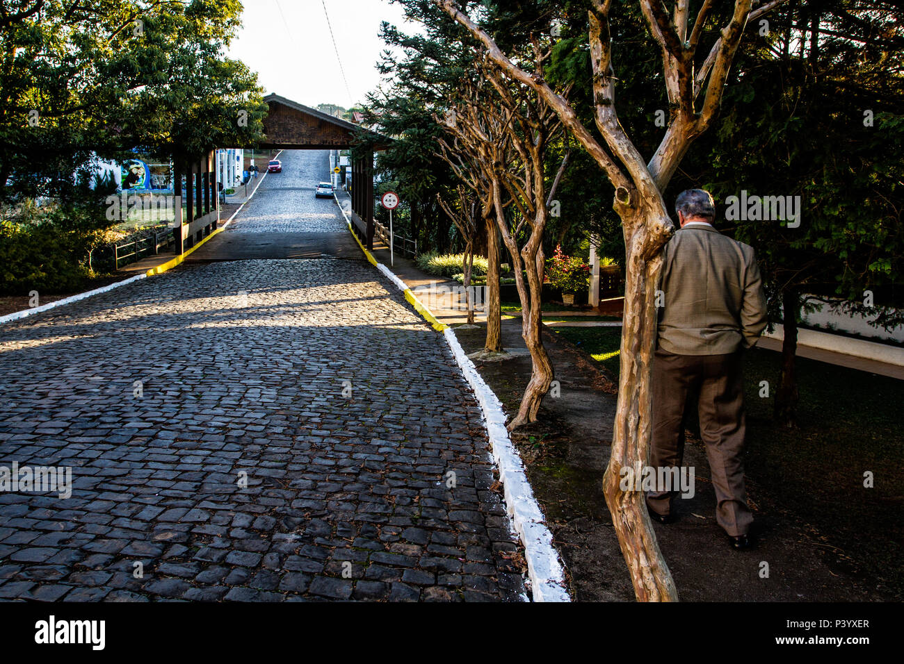 Ponte coberta de madeira. Treze Tílias, Santa Catarina, Brasil Stock ...