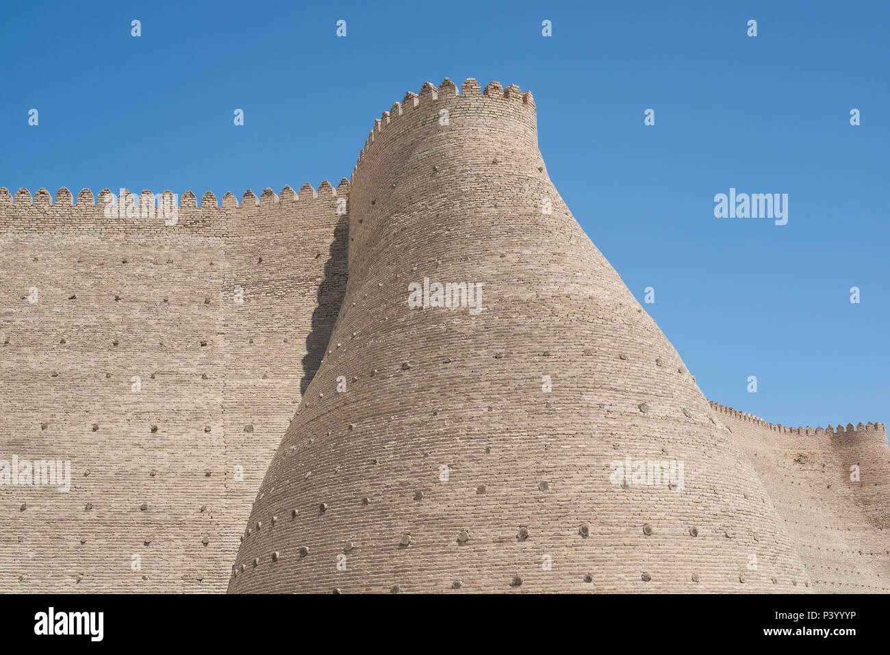 Historical walls of Ark fortress in Bukhara, Central Asia Stock Photo ...