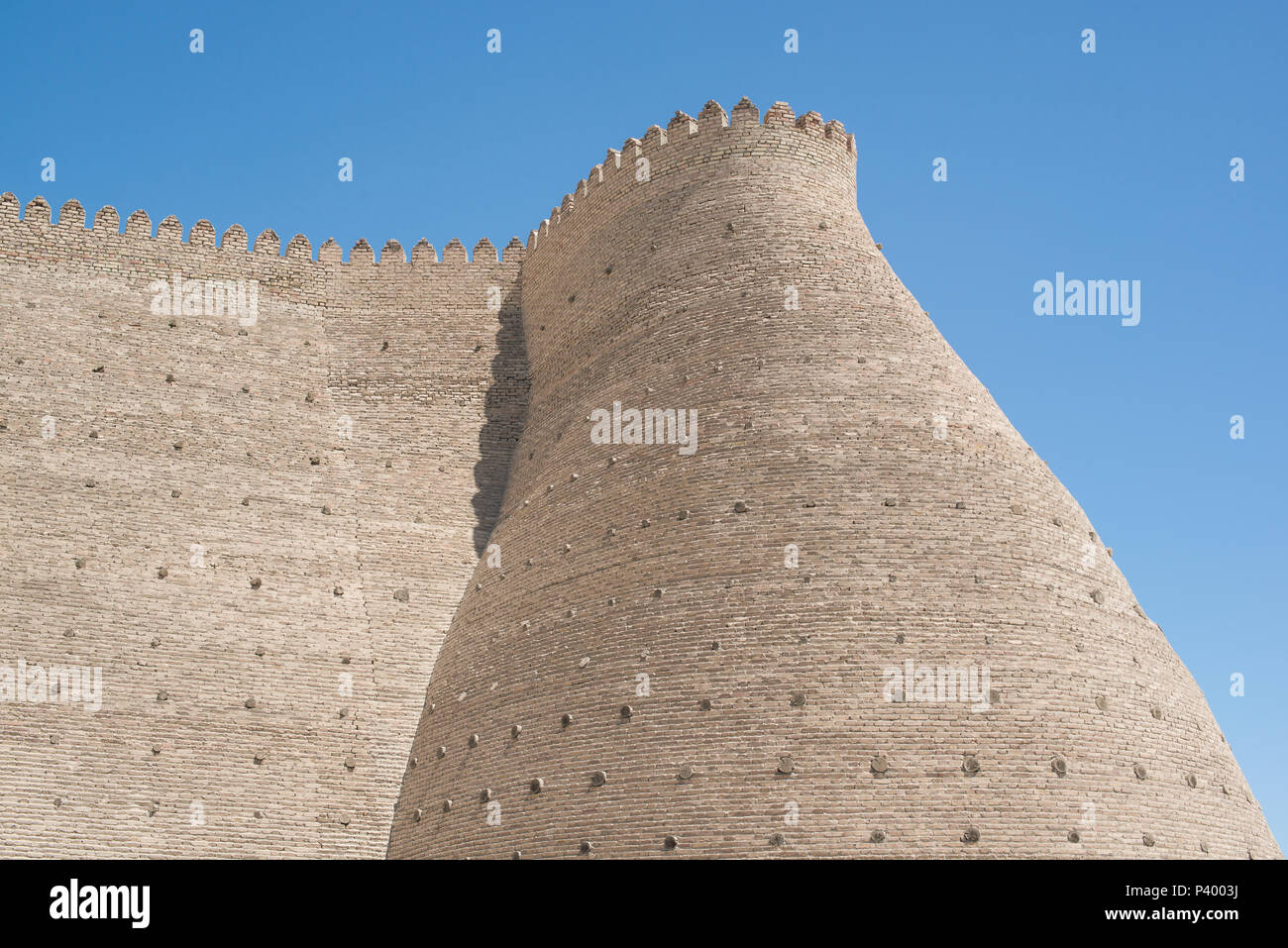 Historical walls of Ark fortress in Bukhara, Central Asia Stock Photo ...