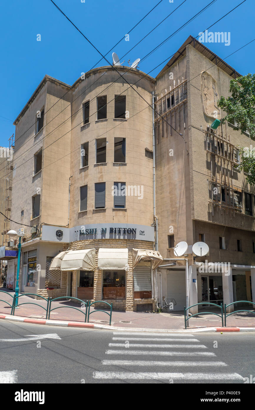 HAIFA, ISRAEL - JUNE 09, 2018: Old building, partially deserted, in ...
