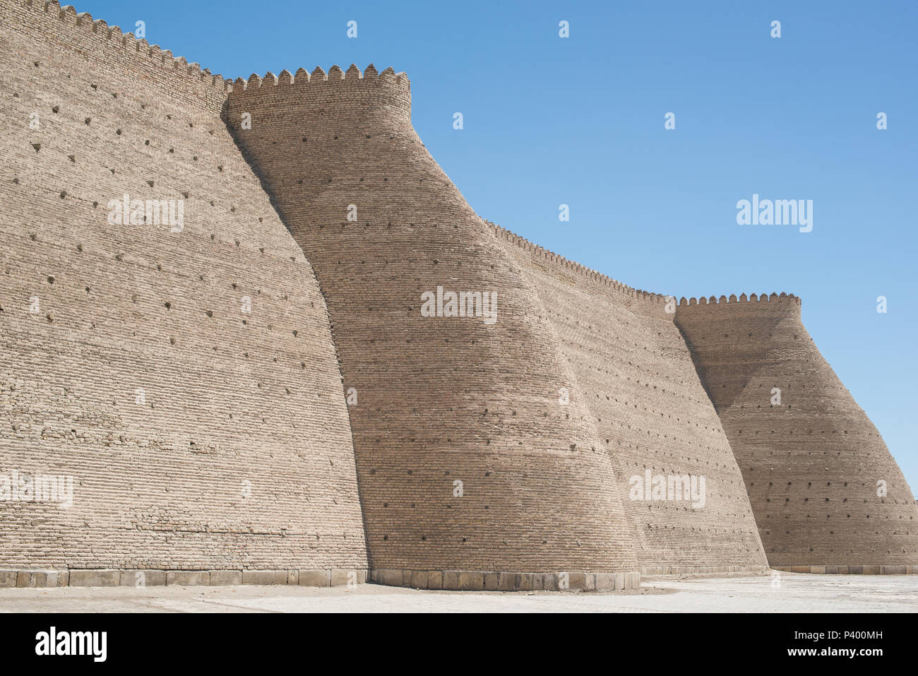 Historical walls of Ark fortress in Bukhara, Central Asia Stock Photo ...