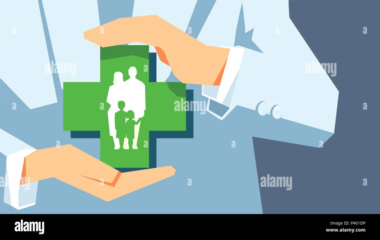 Protection concept hands covering Stock Vector Images - Alamy