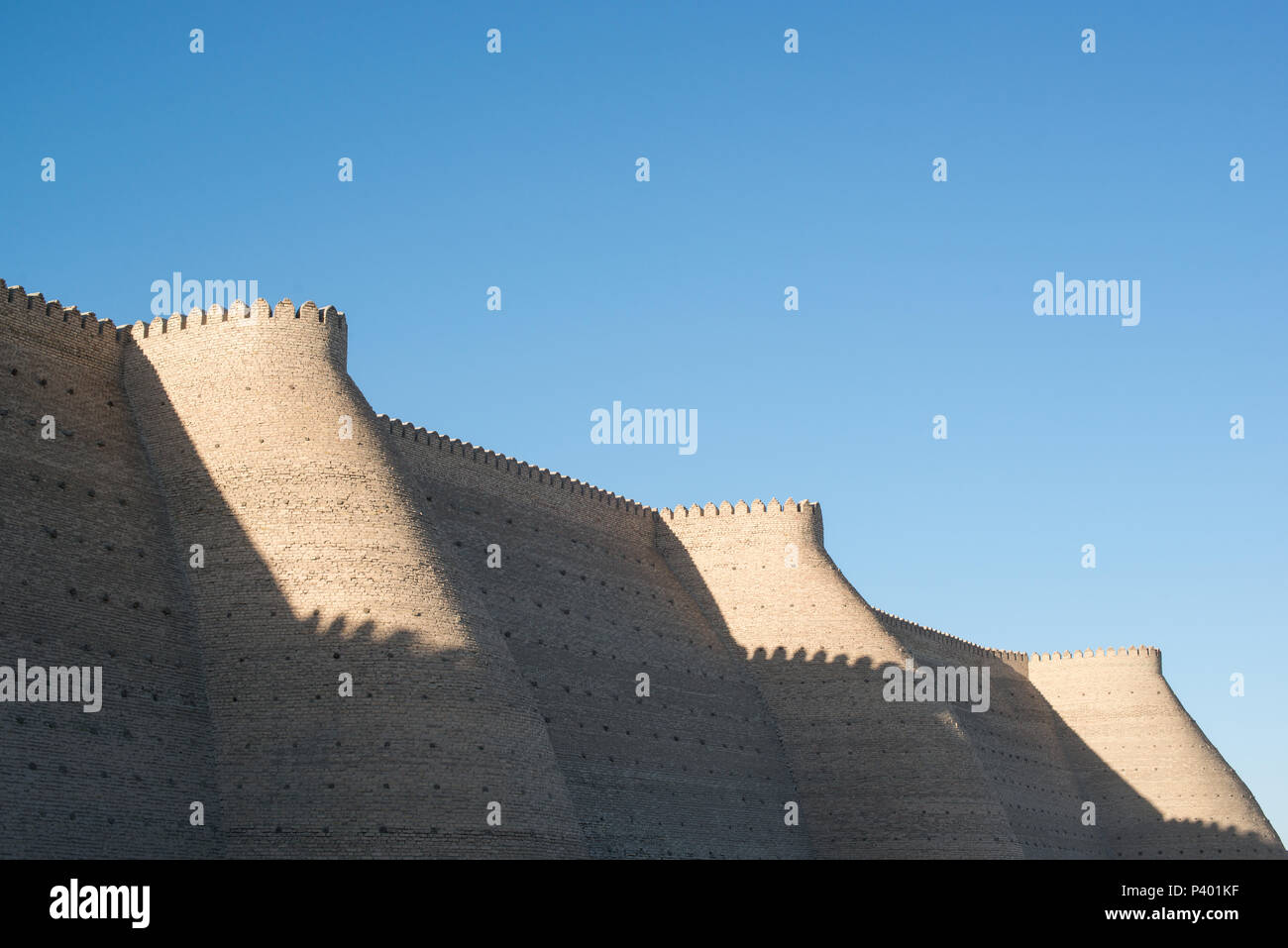Historical walls of Ark fortress in Bukhara, Central Asia Stock Photo ...