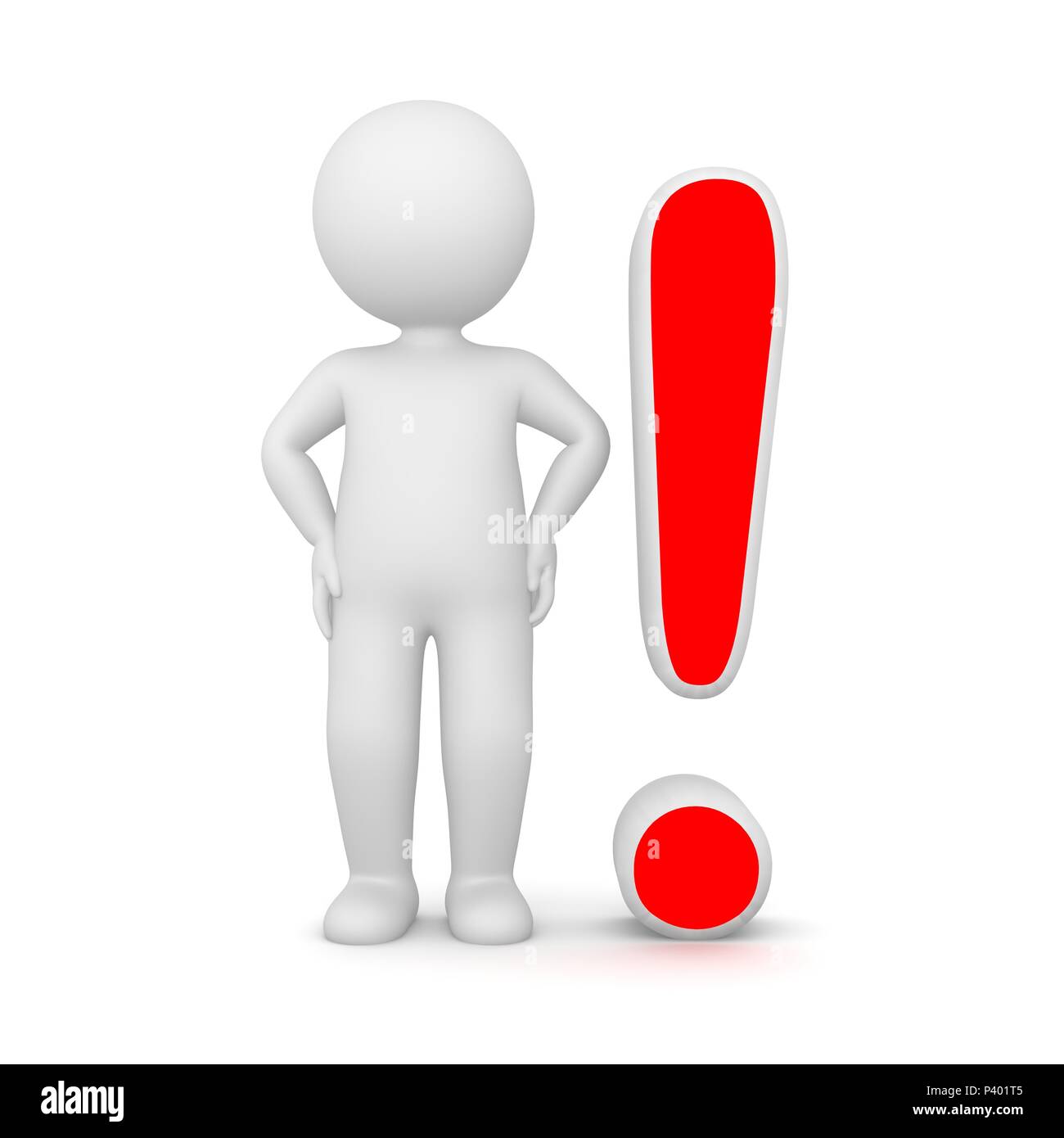 3D Rendering of a man near an exclamation mark Stock Photo - Alamy