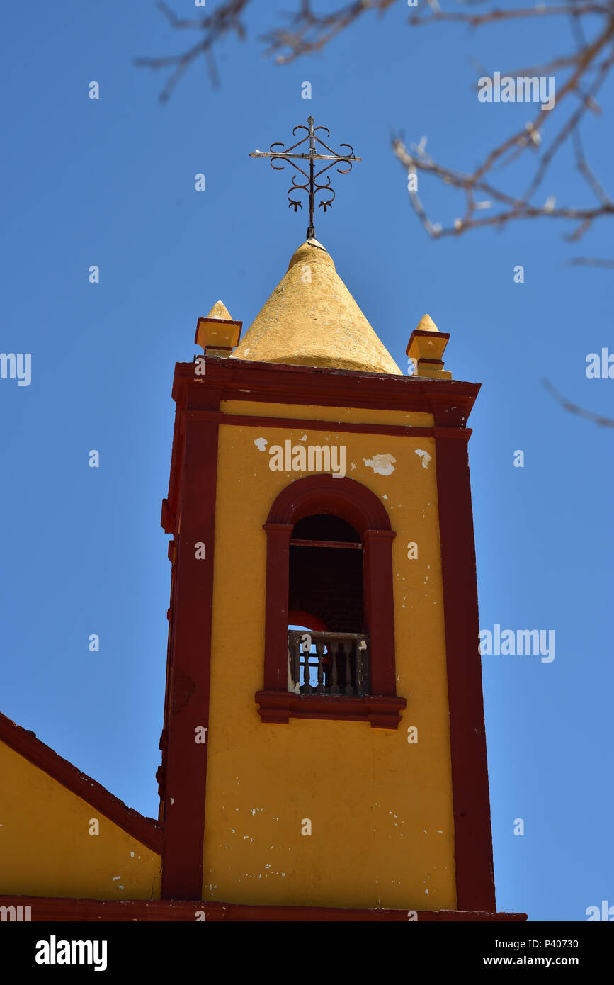 yellow church in tropical Baja, Mexico Stock Photo - Alamy