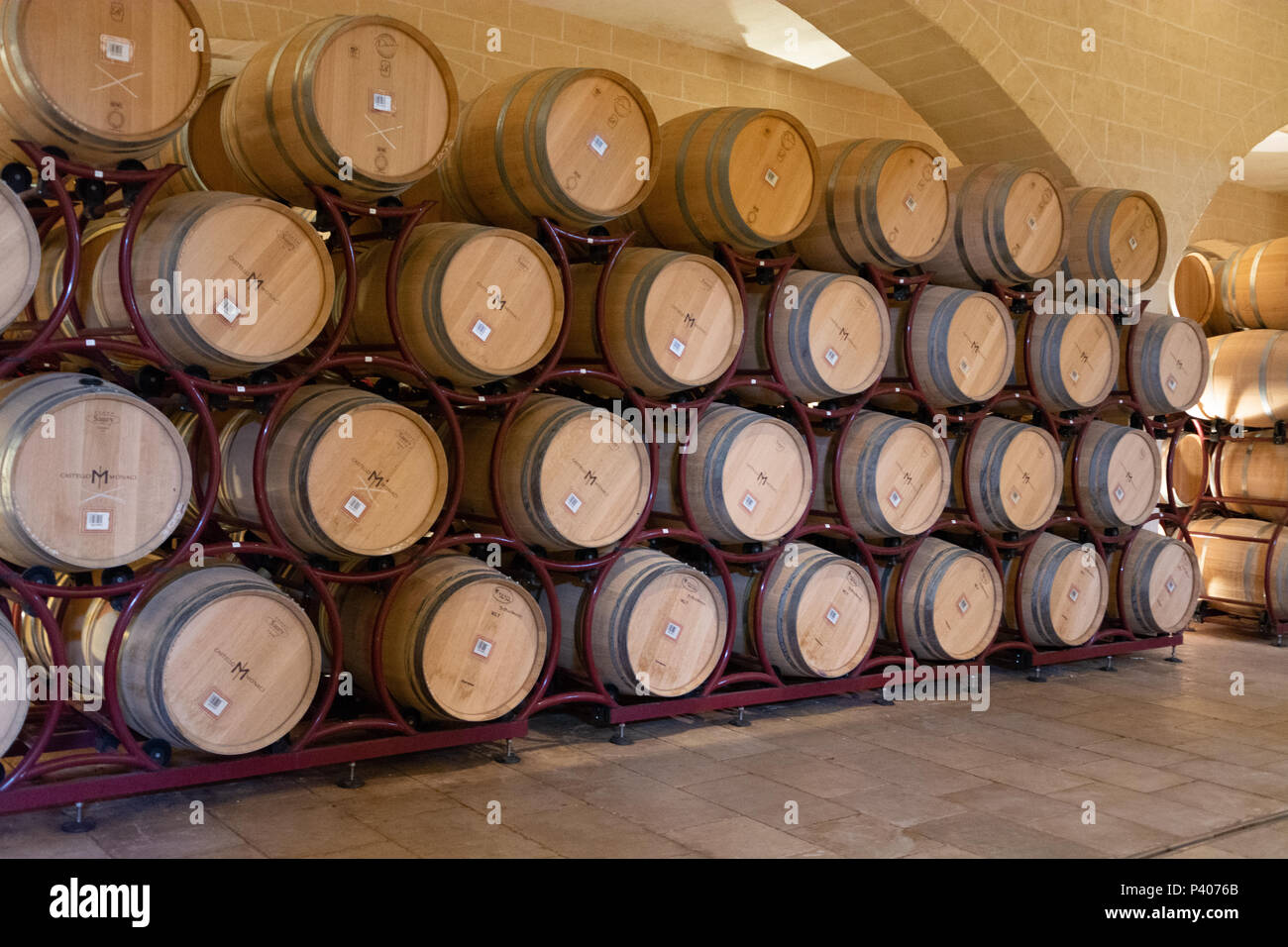 Modern bio wine production factory in Italy, inox steel tanks used for ...