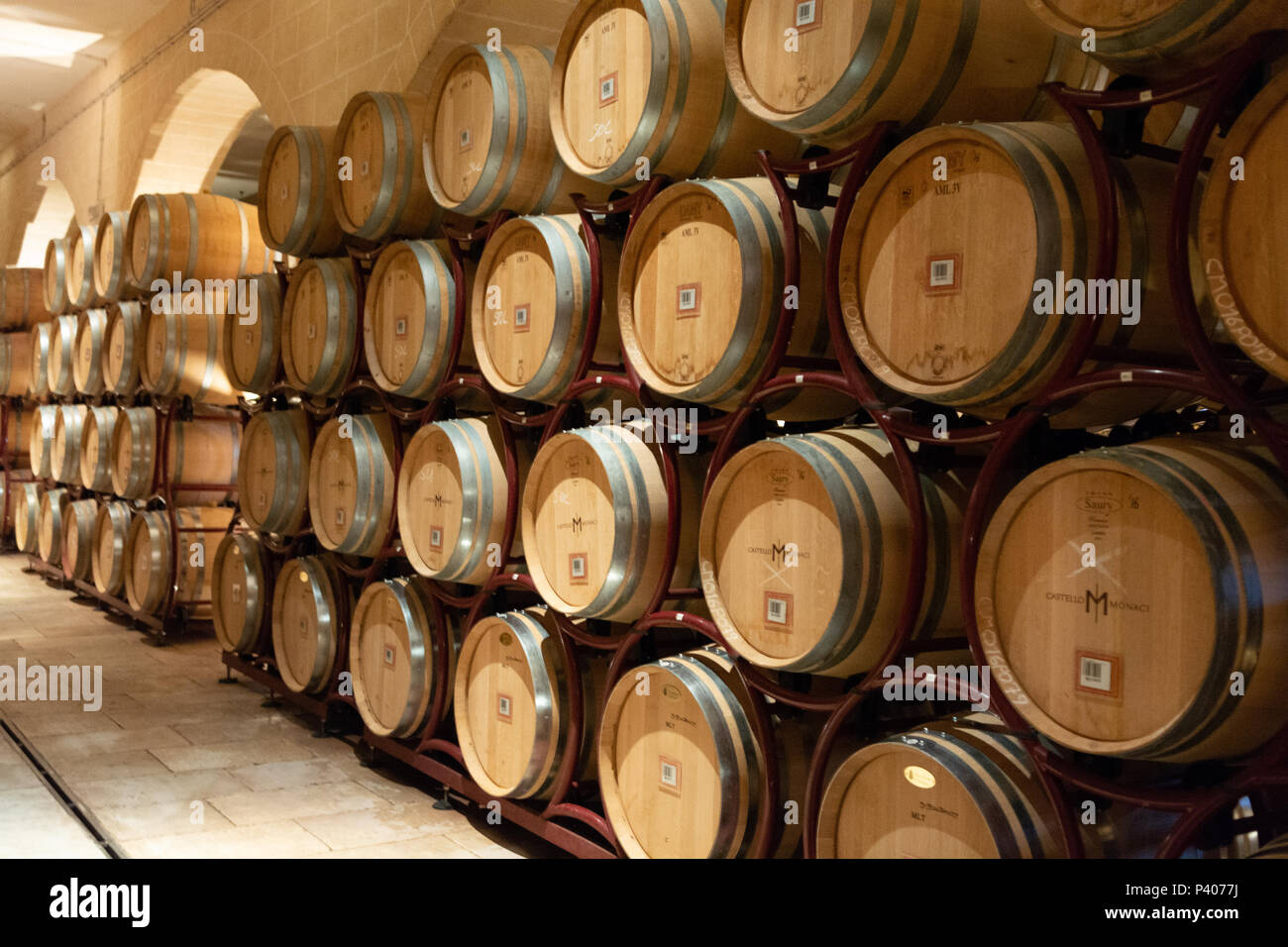 Modern bio wine production factory in Italy, inox steel tanks used for ...