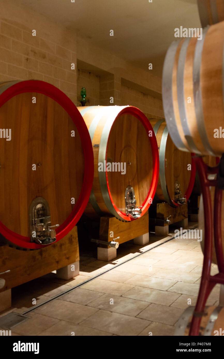 Modern bio wine production factory in Italy, inox steel tanks used for ...