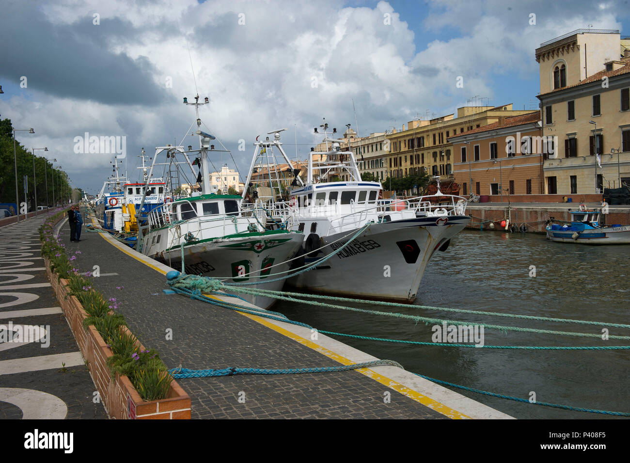 Italy, Europe, Rome, Fiumicino channel port for fishing and pleasure ...