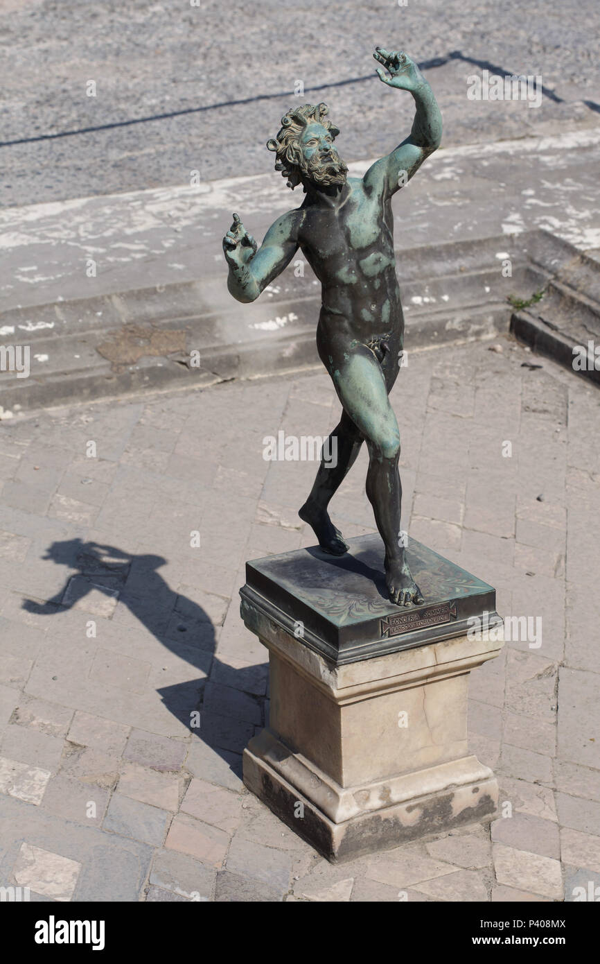 Bronze statue of the Dancing Faun (Fauno danzante) in the House of the ...