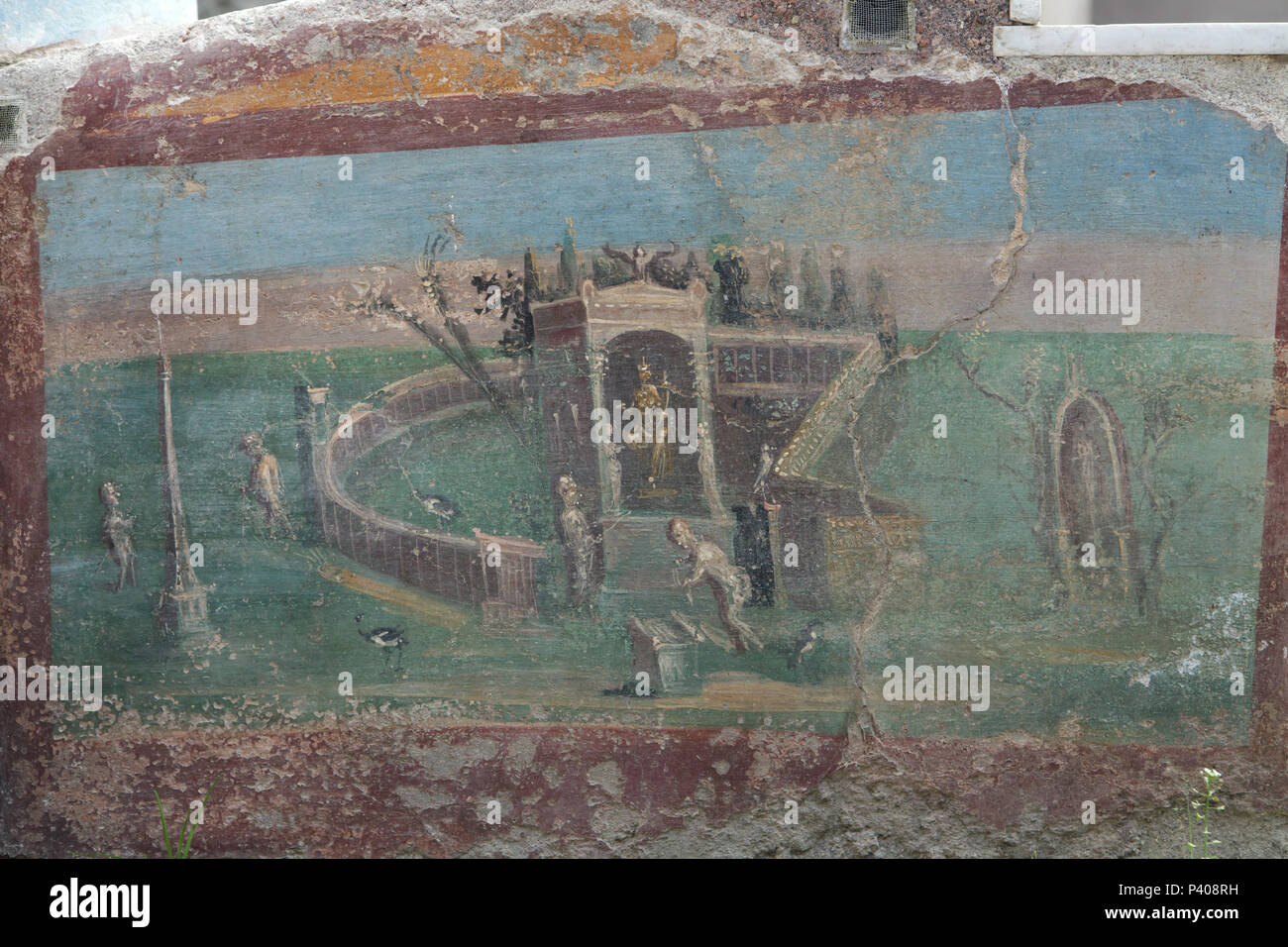 Nilotic landscape with a statue of the deity Isis-Fortuna in an ...