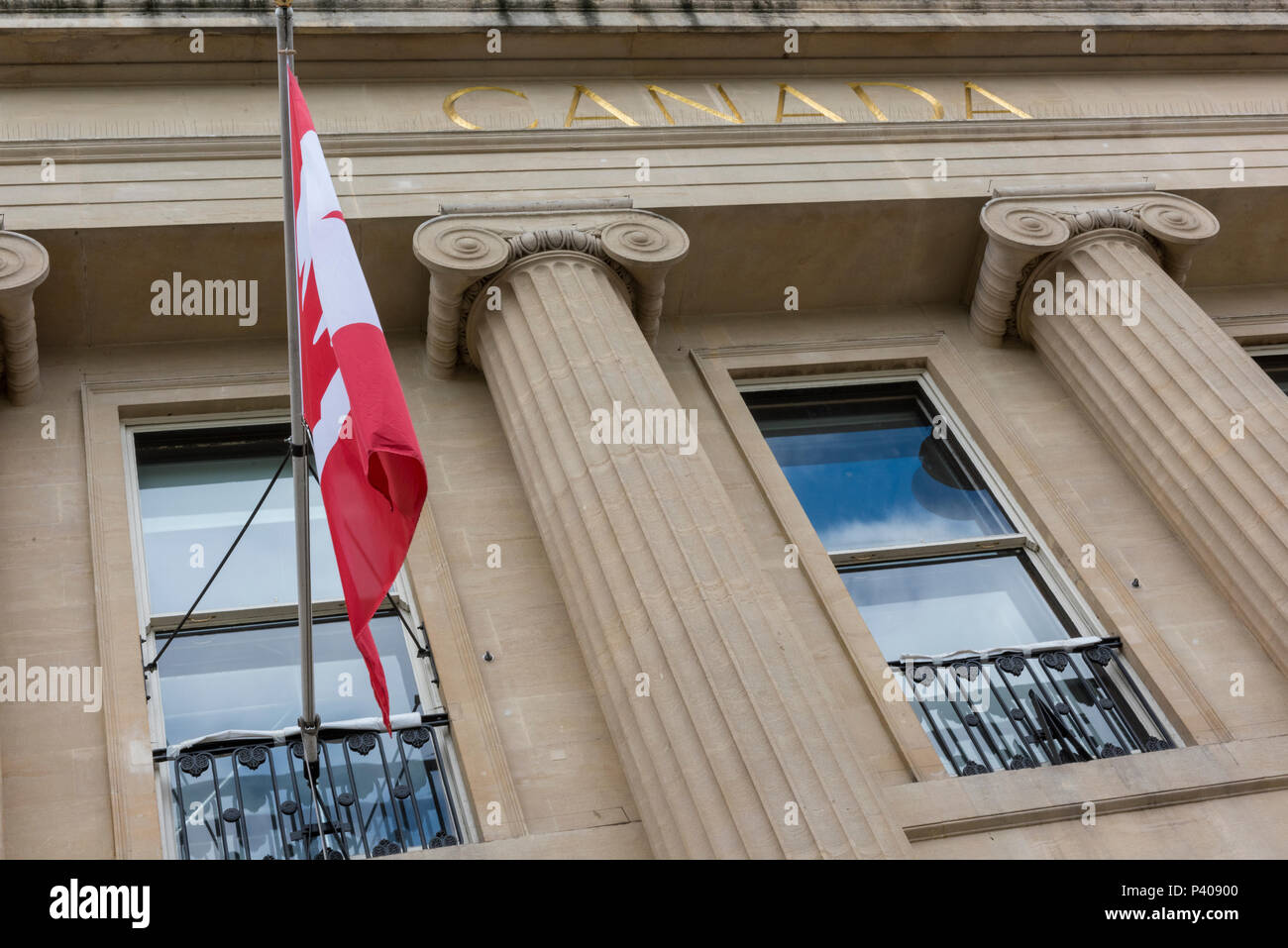 the maple leaf flag outside of the canadian embassy in trafalgar square ...