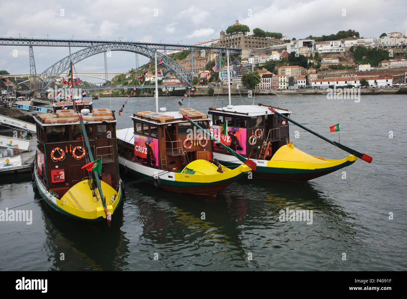 Tourist boats stylized as typical rabelo boats used to transport port ...